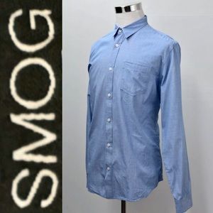 smog | Shirts | Smog Mens Slim Fit Dress Shirt Size Xl Solid Blue ...